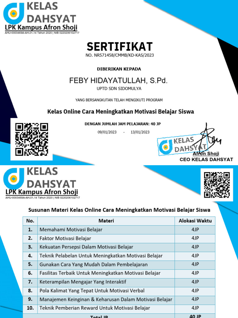Sertifikat Januari 2023, 40 JP | PDF
