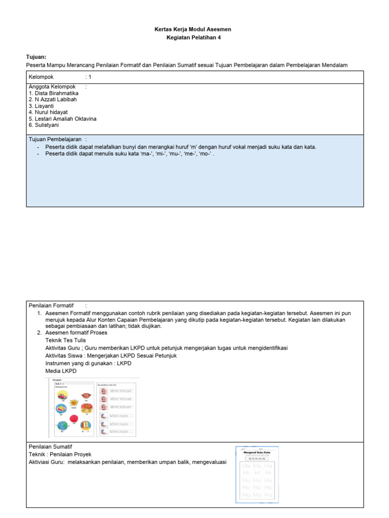 LK Modul 4 KP4 Asesmen PM Kelompok 1 Sudah Di Periksa | PDF