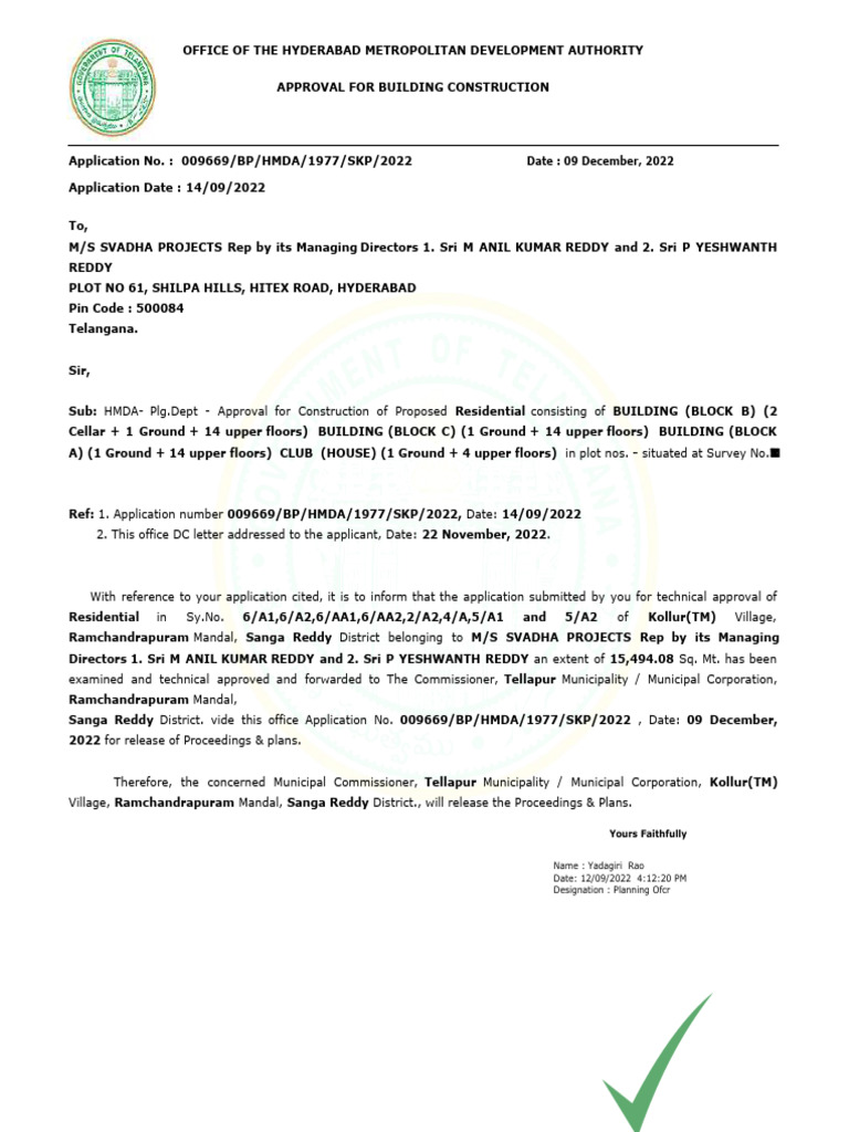 SvadhaMackennas ProceedingLetter Approval-3-10 | PDF | Sanitary Sewer ...