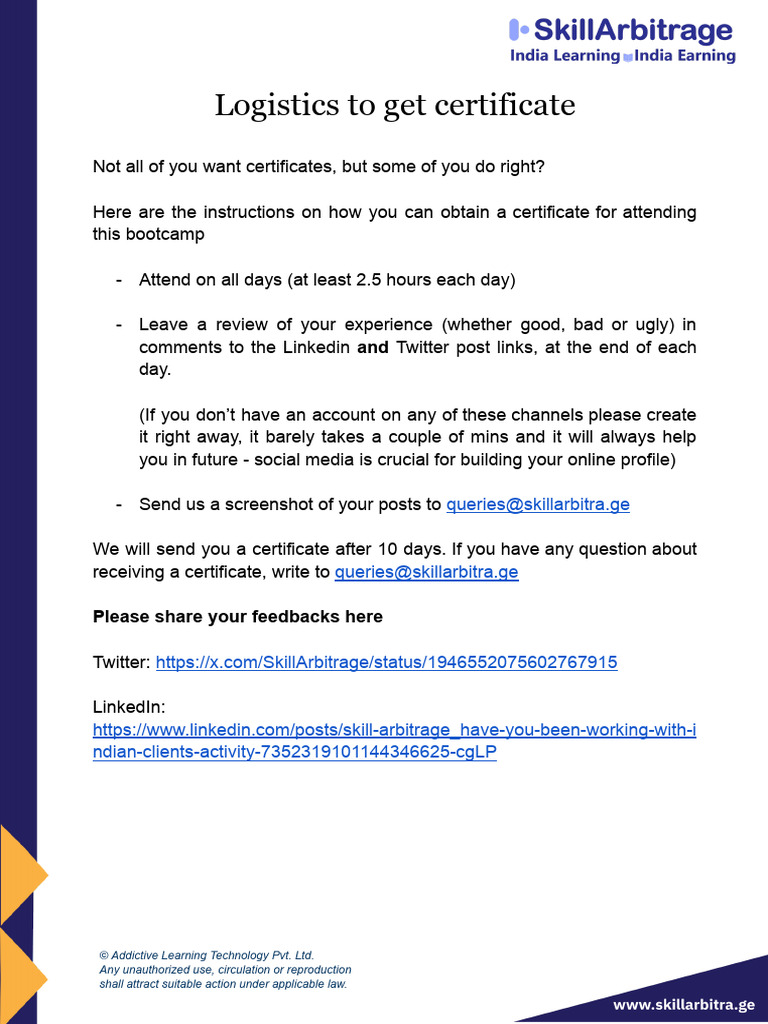 Logistics To Get Certificate | PDF