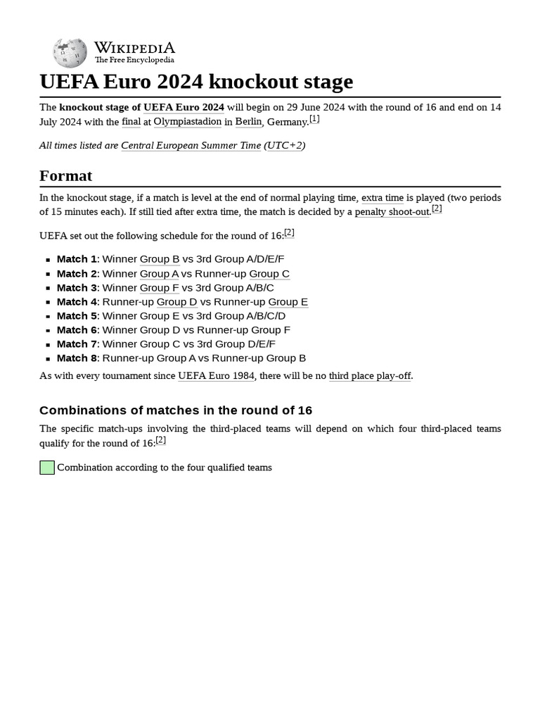 UEFA Euro 2024 Knockout Stage | PDF | Germany National Football Team ...