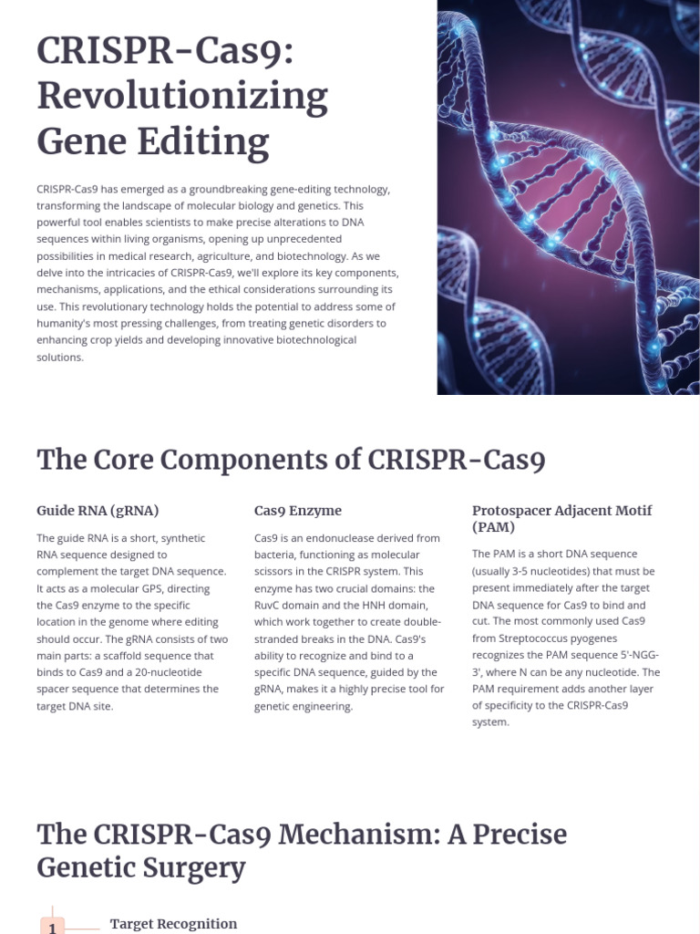 CRISPR-Cas9: Transforming Gene Editing | PDF | Dna | Crispr