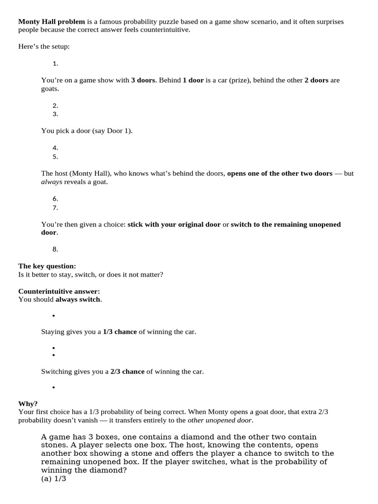 Understanding the Monty Hall Problem | PDF