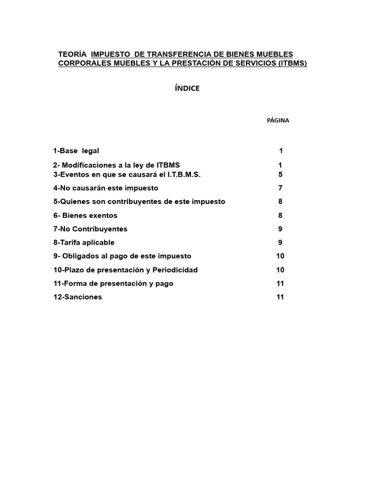 Modificaciones del ITBMS hasta 2025 | PDF | Impuestos | De fumar
