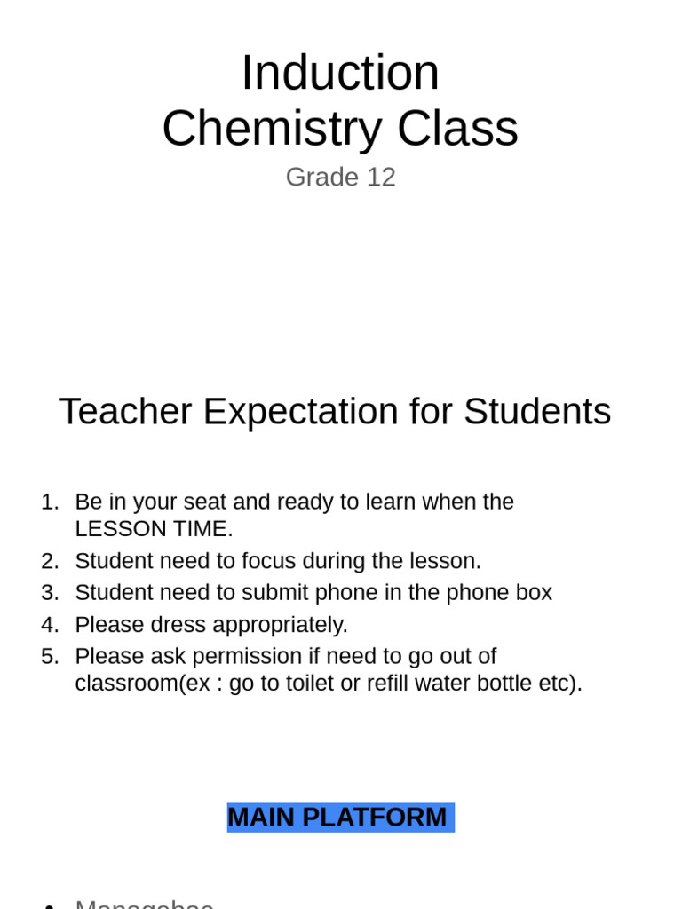 Grade 12 Chemistry Class Guidelines | PDF | Physical Chemistry ...