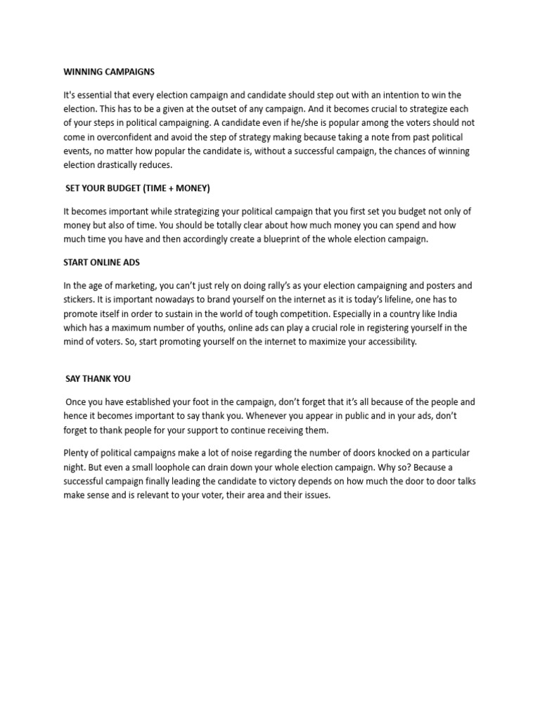 Winning Campaigns | PDF