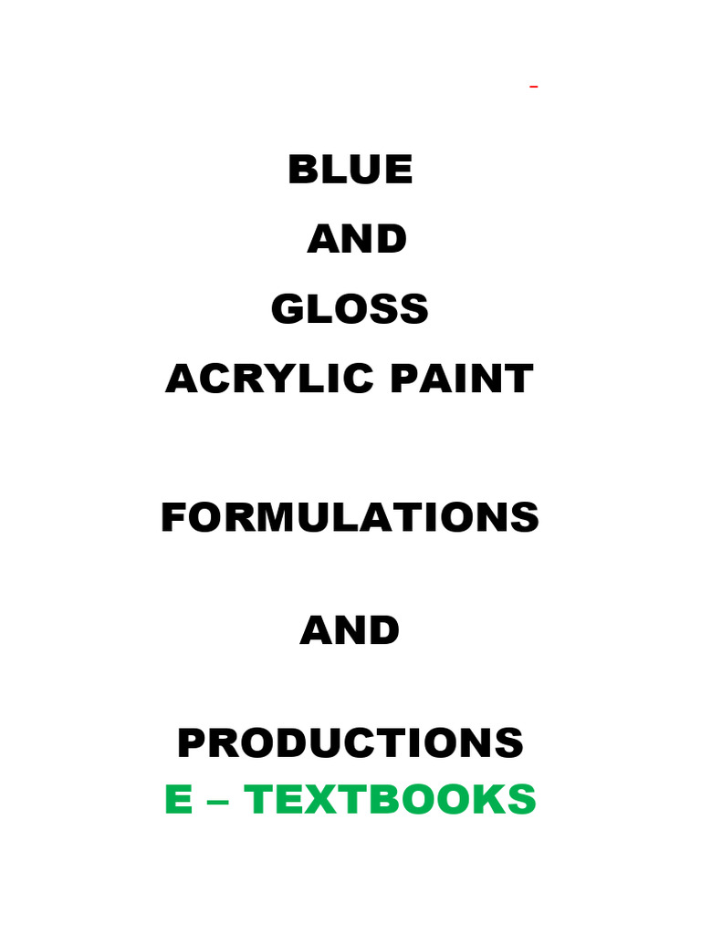 Blue and Gloss Acrylic Paint Formulation and Production e Book | PDF ...