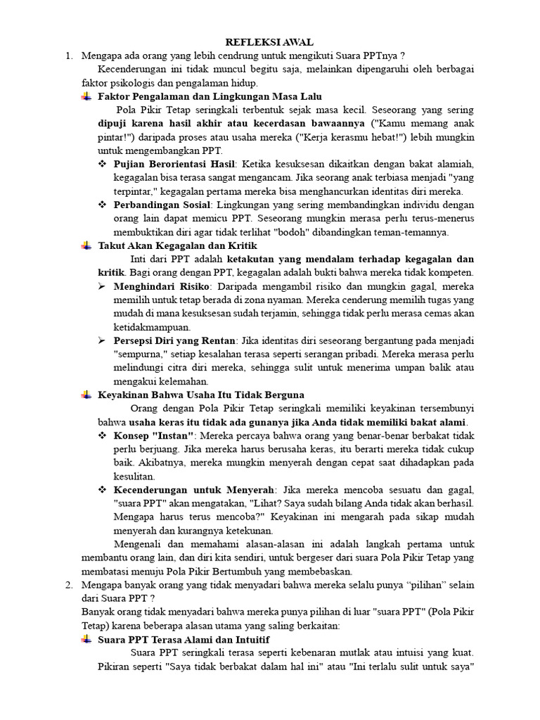 Mengatasi Suara Pola Pikir Tetap | PDF