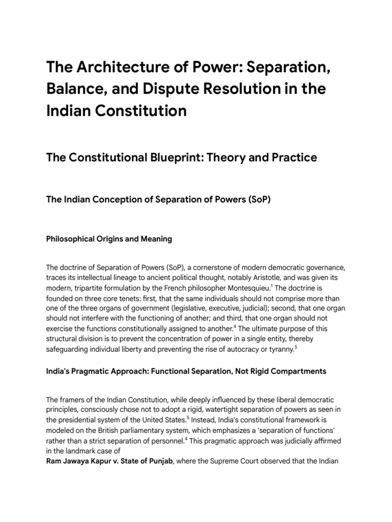 Indian Constitution - Separation of Powers & PYQs | PDF | Separation Of ...