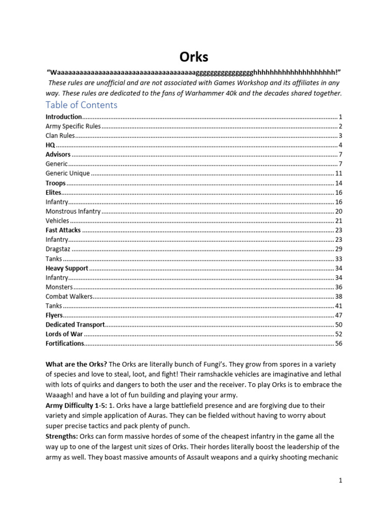 Ork Codex 10th Edition Overview | PDF | Military
