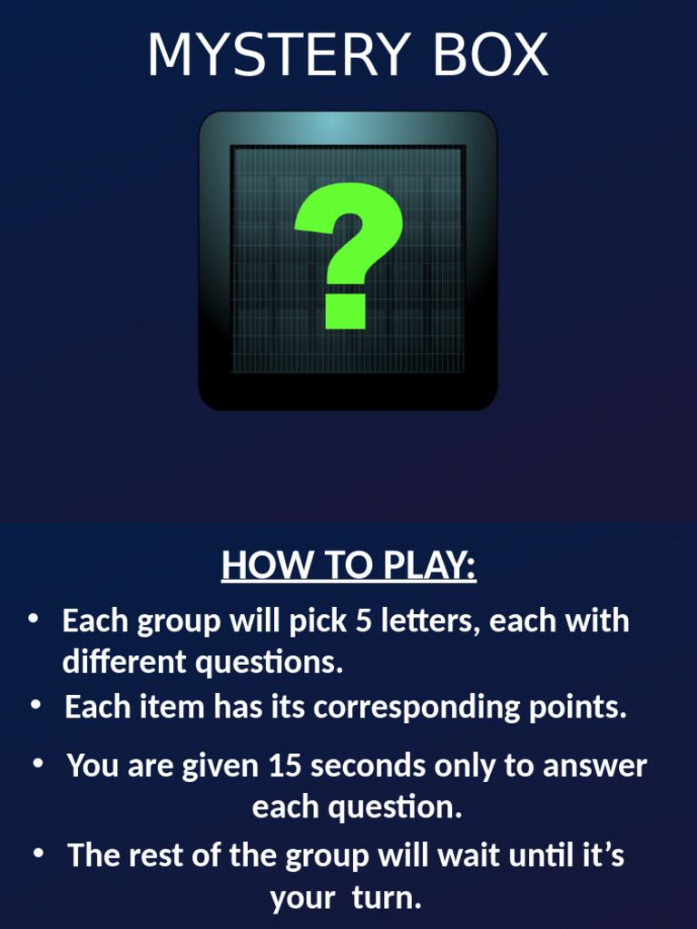 Application Mystery Box Template | PDF | Psychology | Behavioural Sciences