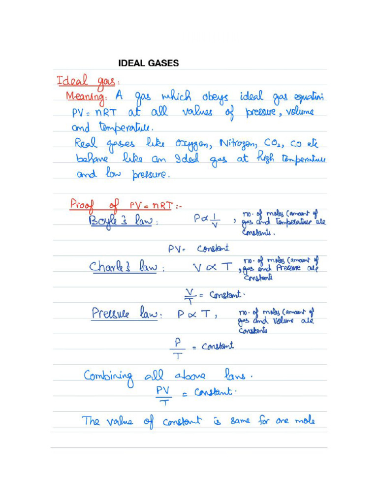 Ideal Gases Notes | PDF