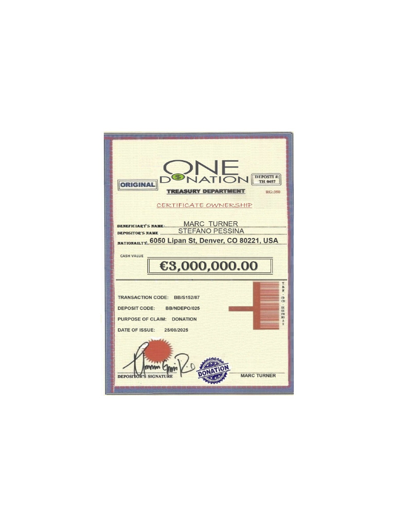 Donation Certificate (Marc Turner) | PDF