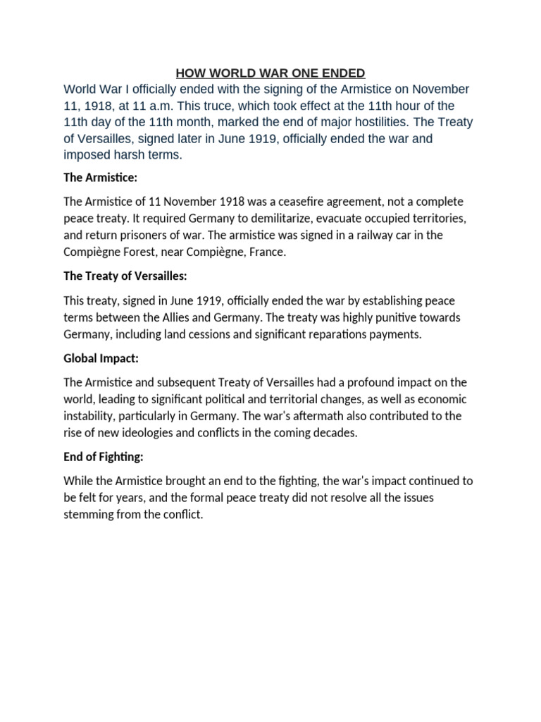 How The World War One Ended. | PDF