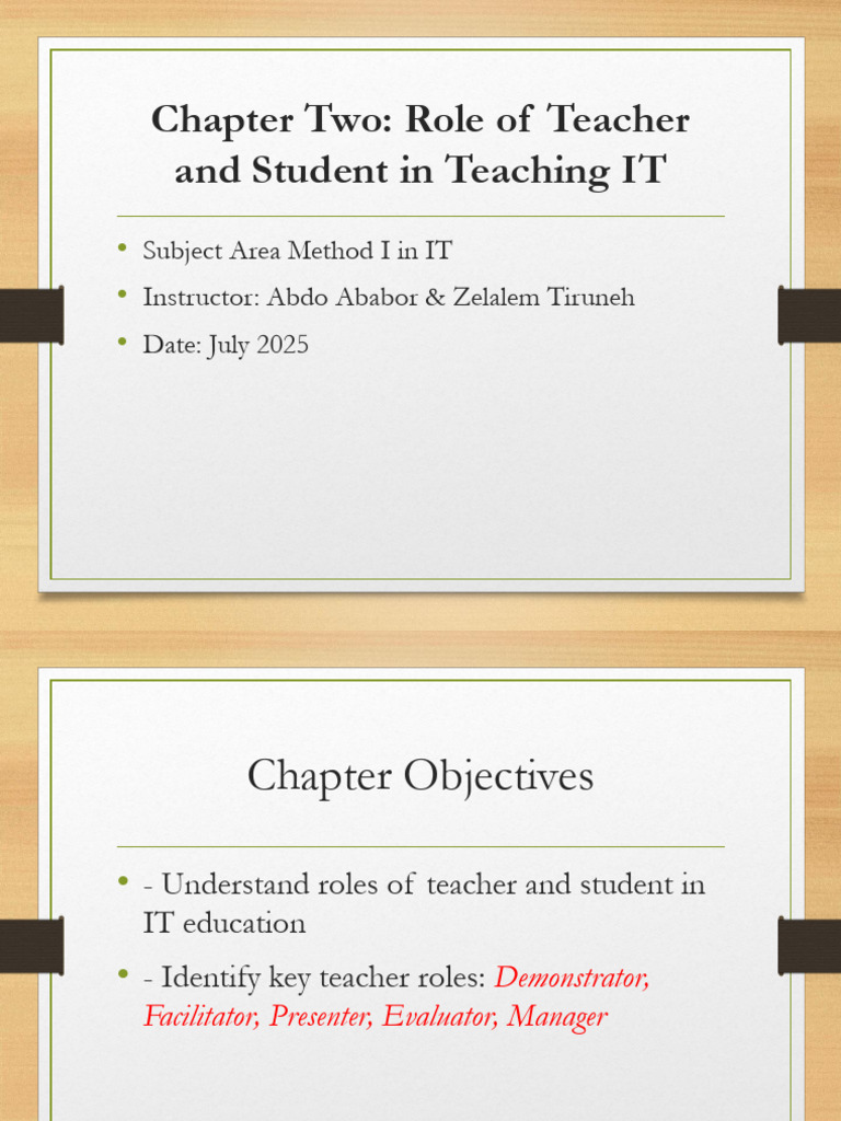 Teacher and Student Roles in IT Education | PDF | Teachers | Learning