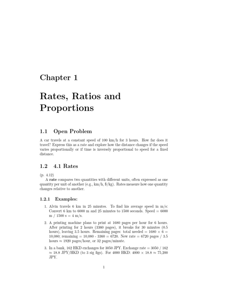 Proportions in Fourth Grade Math | PDF | Ratio | Speed