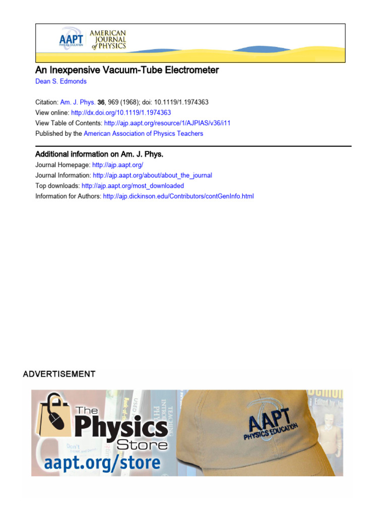 Edmonds 1968 An Inexpensive Vacuum-Tube Electrometer | PDF