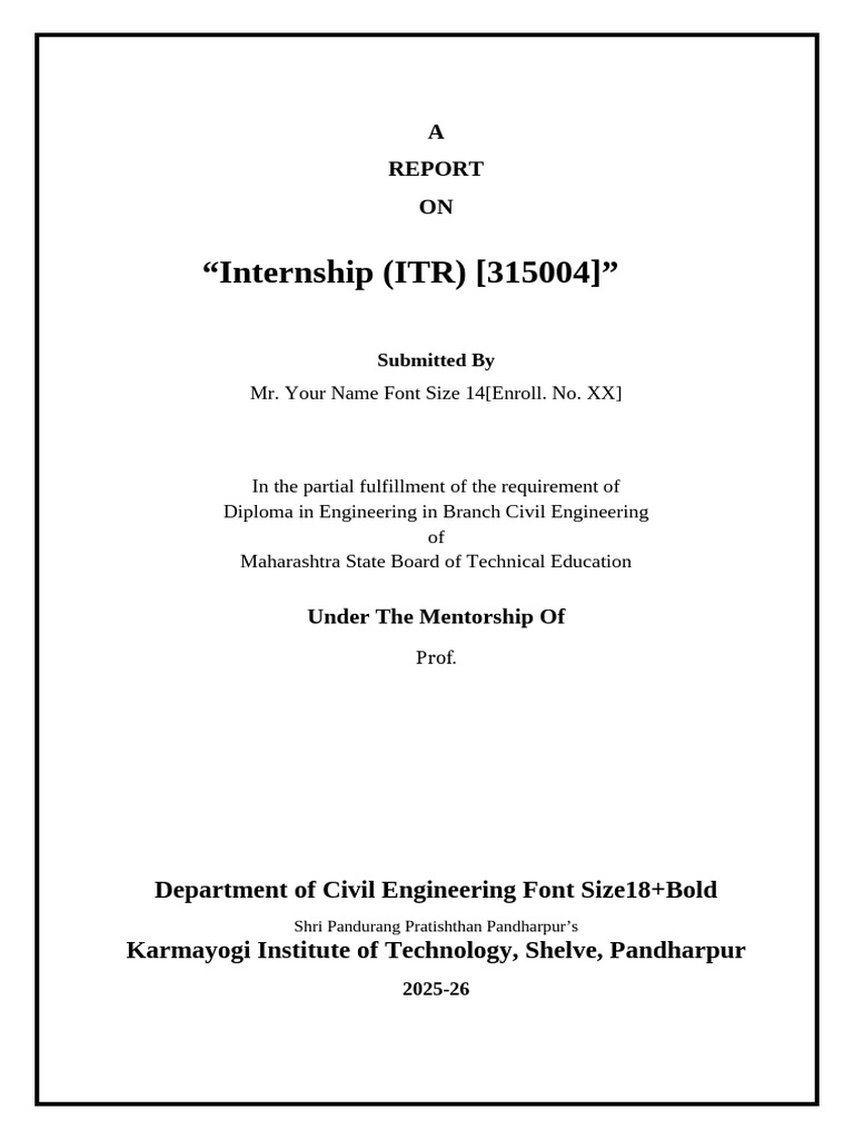 ITR Report Cover Page | PDF