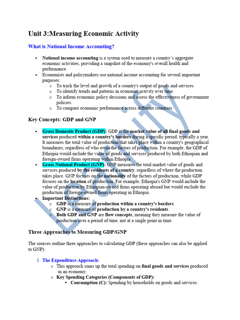 Grade 11 Economics Unit 3 | PDF | Gross Domestic Product | Measures Of ...
