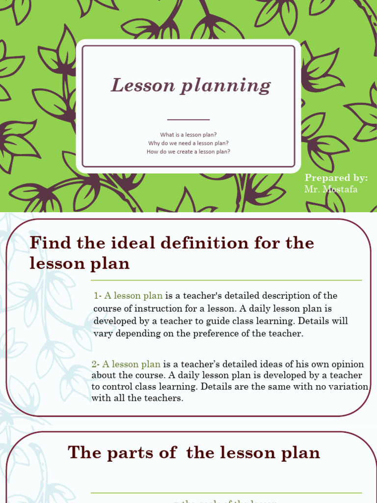 Lesson Planning Mostafa | PDF | Lesson Plan | Teachers