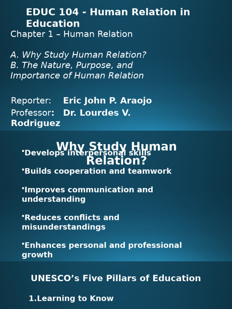 Importance of Human Relations in Education | PDF