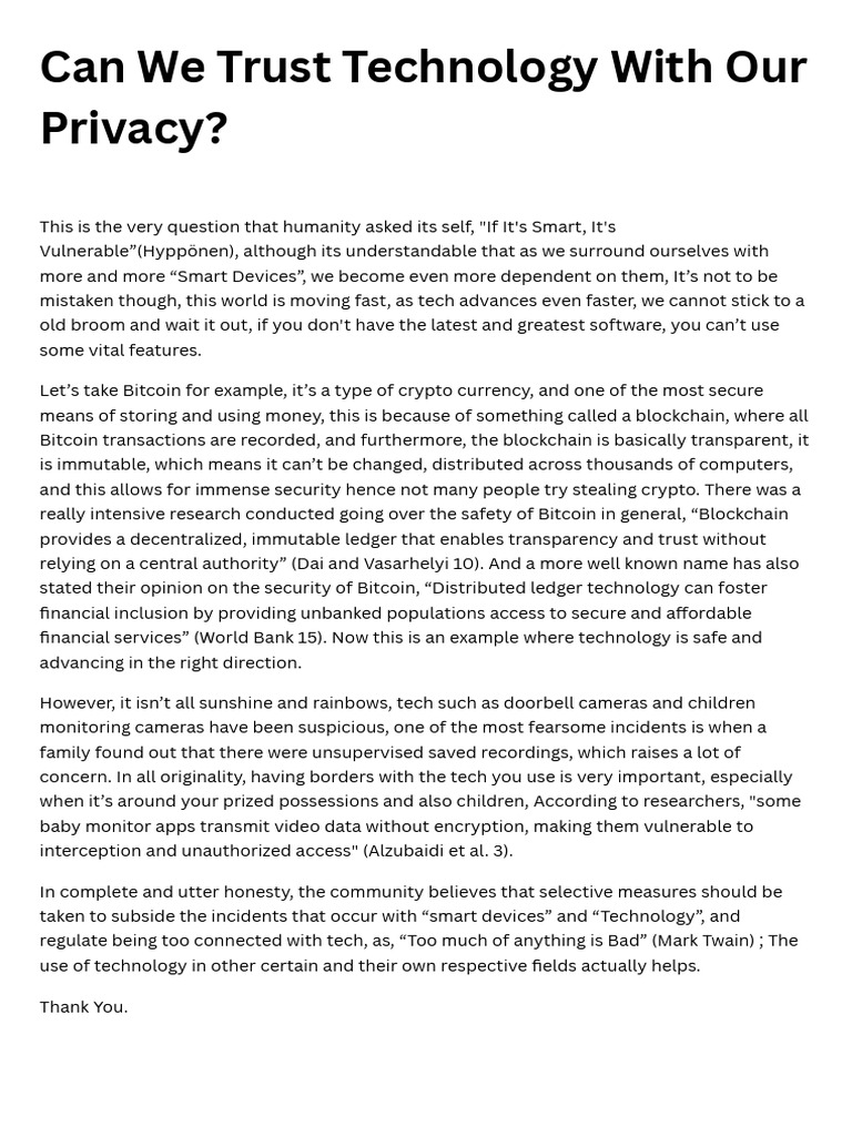 Can We Trust Technology With Our Privacy | PDF | Bitcoin | Computing