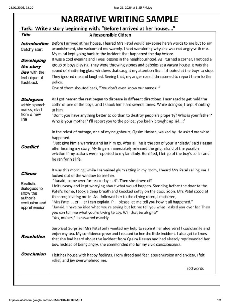 Narative Writing Example | PDF