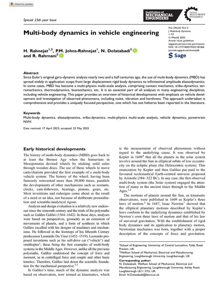 Multi Body Dynamics in Vehicle Engineeri | PDF | Clutch | Engines