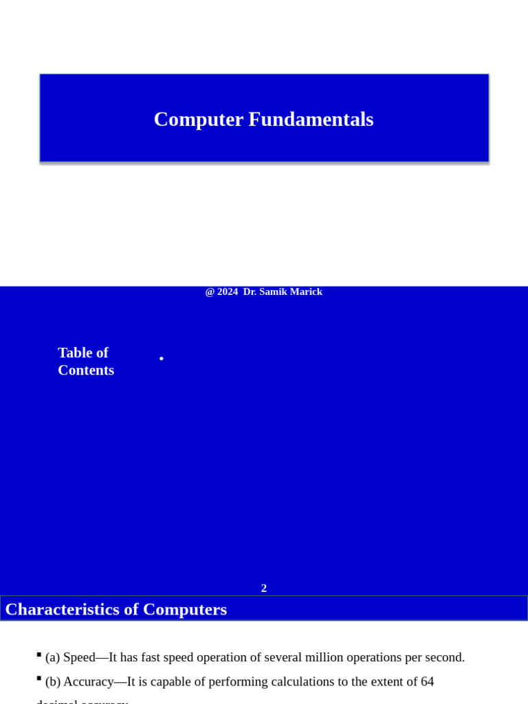 Lecture 01 - Computer Fundamentals | PDF | Central Processing Unit | Computer Program