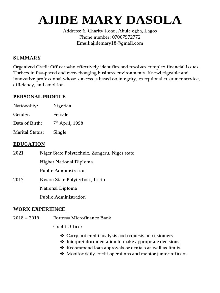 Ajide Mary Dasola Document | PDF