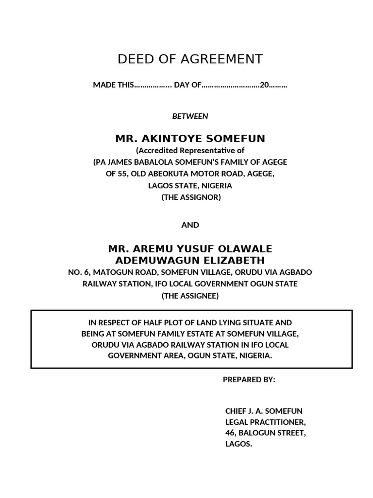 Deed of Agreement Computer | PDF | Assignment (Law) | Legal Documents