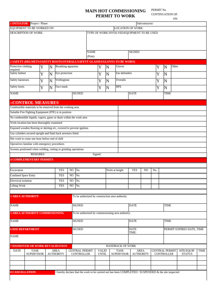 Hot Commissioning Permit Overview | PDF | Personal Protective Equipment ...