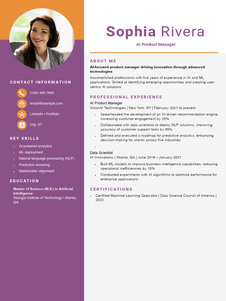 AI Product Manager Resume Example | PDF | Artificial Intelligence ...
