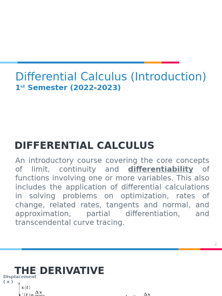 Intro to Differential Calculus Concepts | PDF | Derivative ...