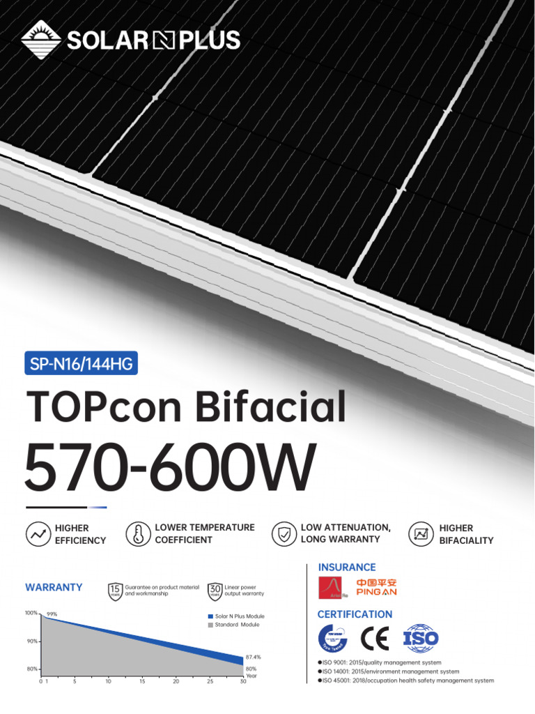 Solar N Plus SP-N16/144HG Module Specs | PDF | Electricity | Electrical ...
