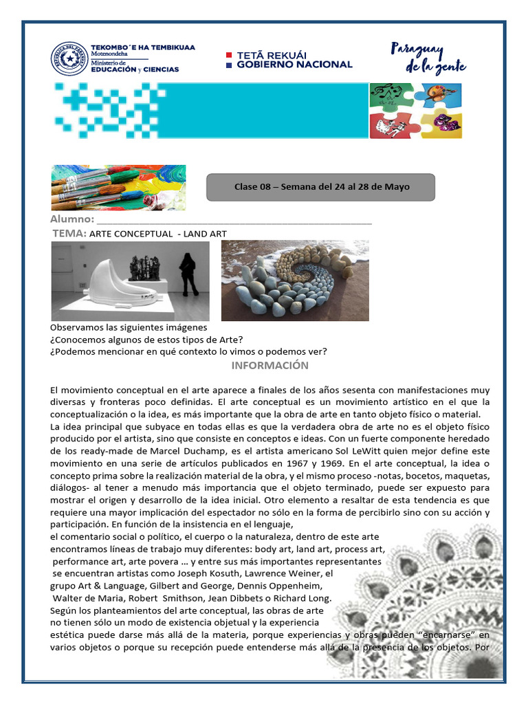 Arte Conceptual y Land Art: Definición y Contexto | PDF | Experiencia ...