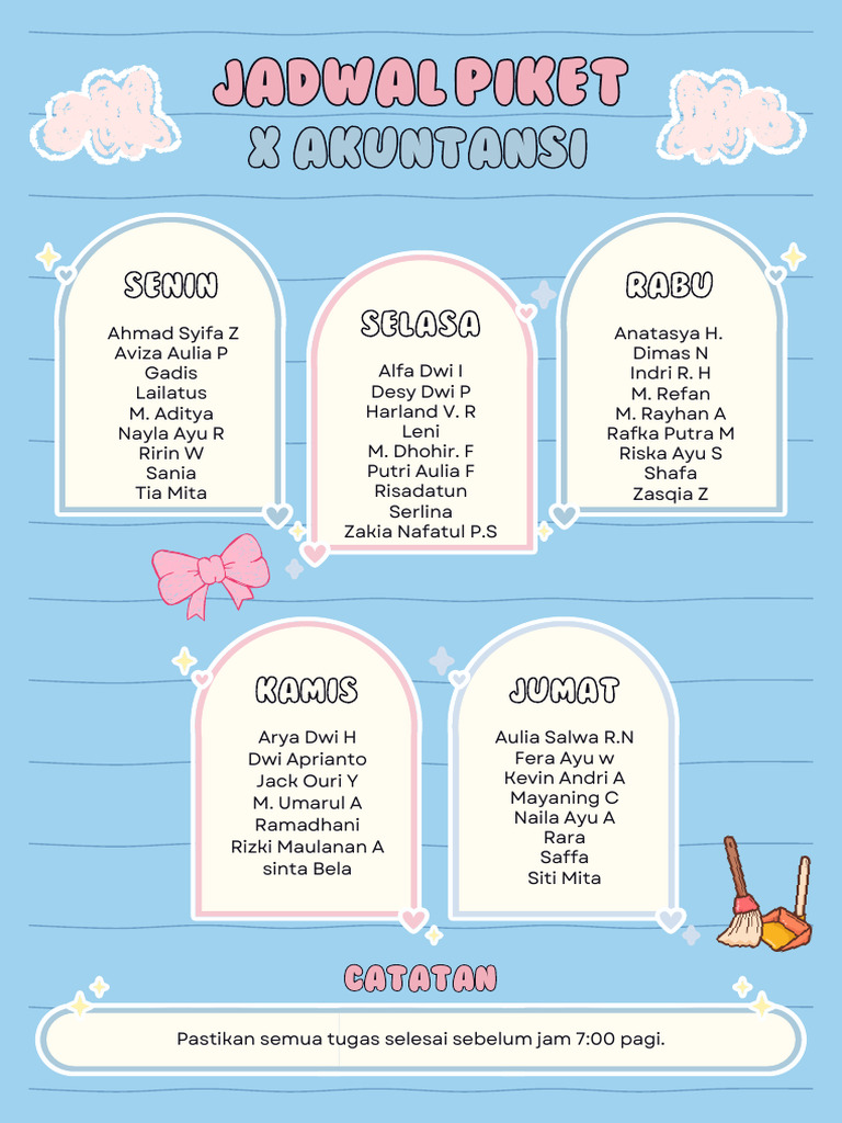 Biru Pastel Stiker Jadwal Piket Dokumen A4 - 20250821 - 161239 - 0000 | PDF