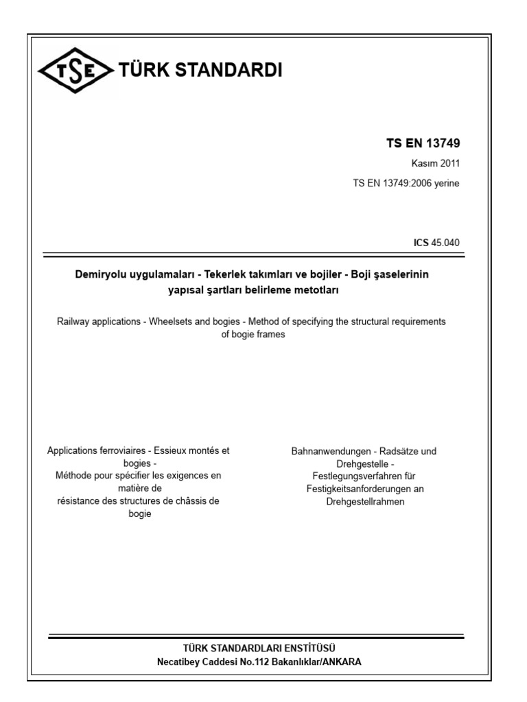 TS en 13749 | PDF | Verification And Validation | Fatigue (Material)