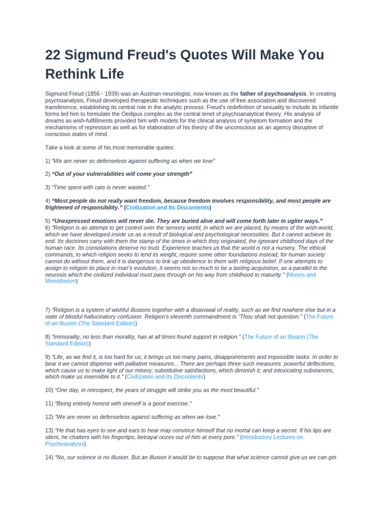 22 Sigmund Freud Quotes | PDF | Sigmund Freud | Psychoanalysis