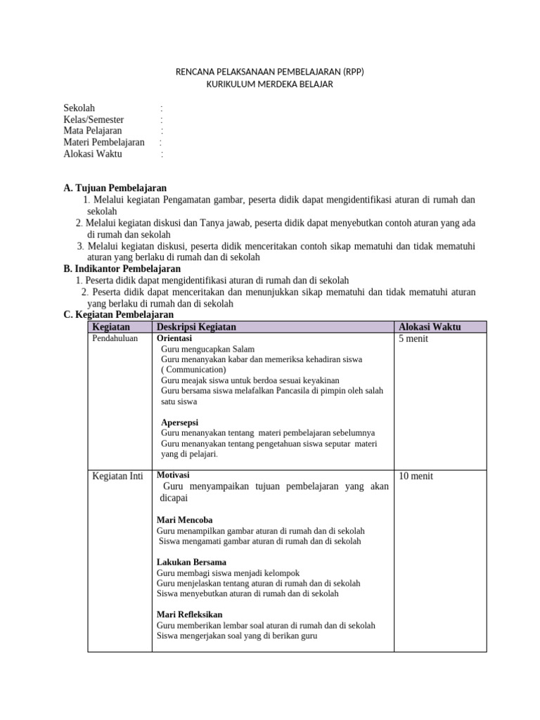 RPP Merdeka Belajar SD | PDF