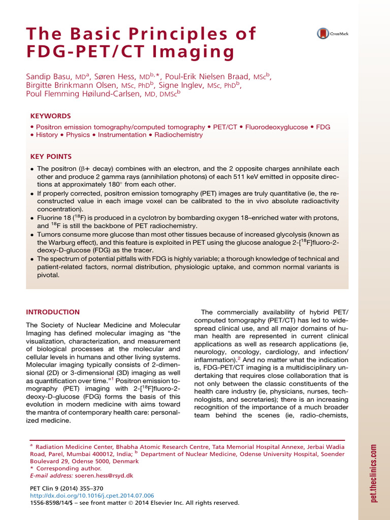 Principles of FDG-PET/CT Imaging | PDF | Positron Emission Tomography ...