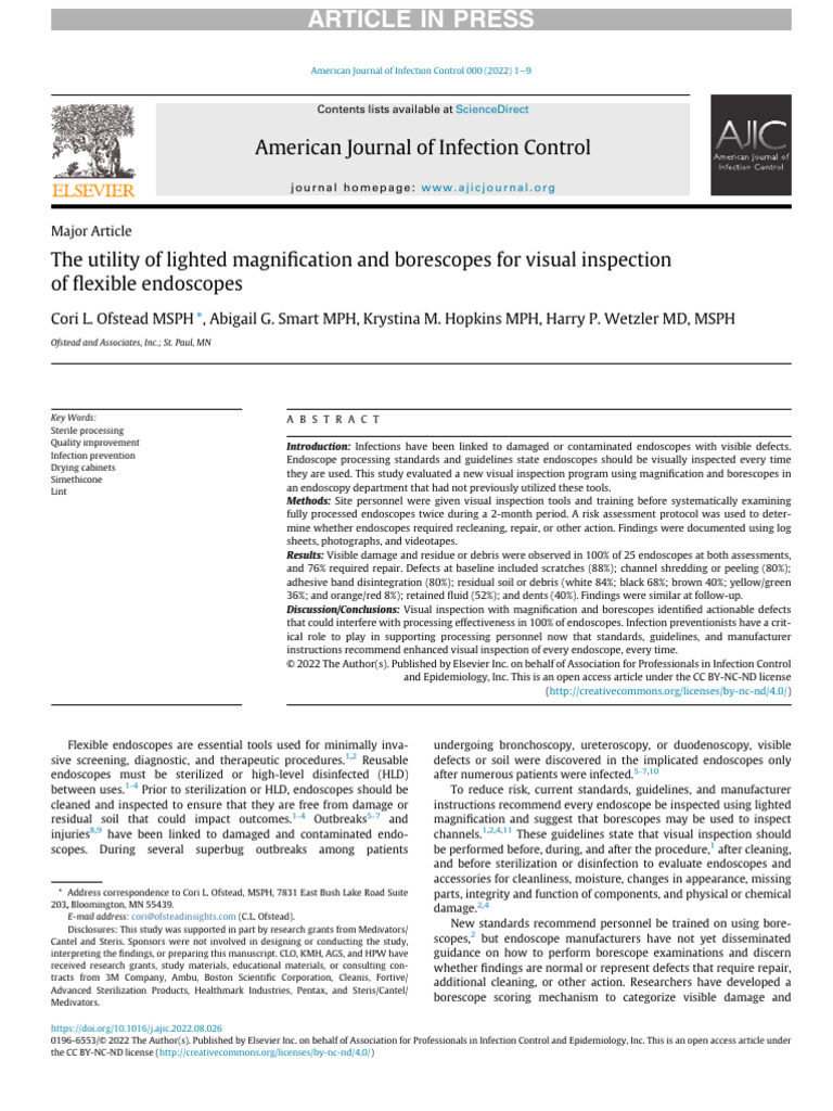 Enhancing Endoscope Inspection Standards | PDF | Endoscopy