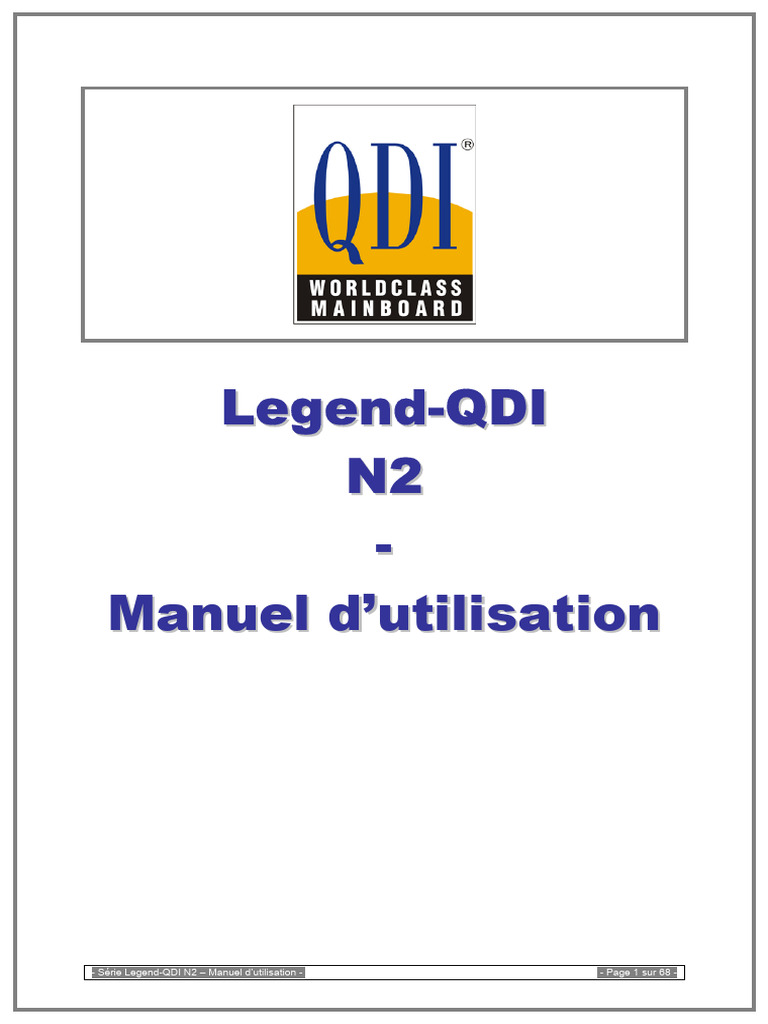 Manuel d'utilisation Legend-QDI N2 | PDF | Bios | USB