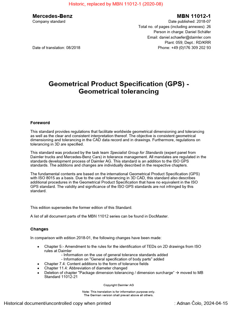 MBN 11012-1 2018-07 | PDF | Engineering Tolerance | Specification ...