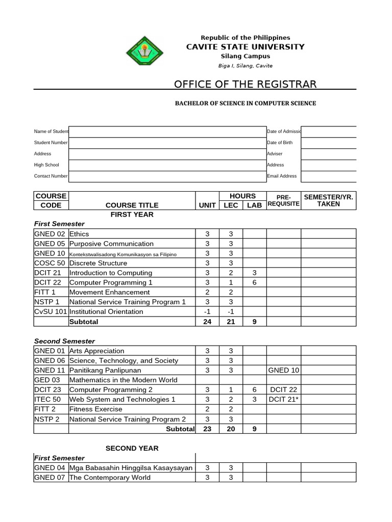 Basis BSCS New Curriculum Checklist | PDF | Mathematics | Computer Science