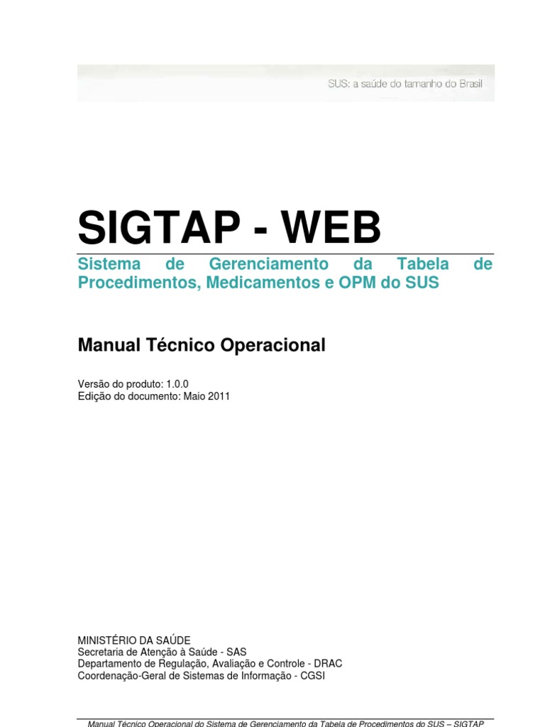 Manual Sigtap Web | PDF | Internet | Farmacêutico