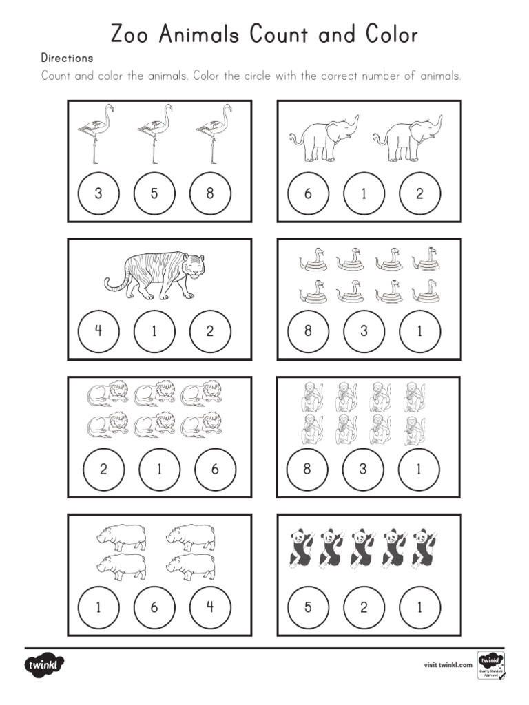 Count and Color Zoo Animals Activity | PDF