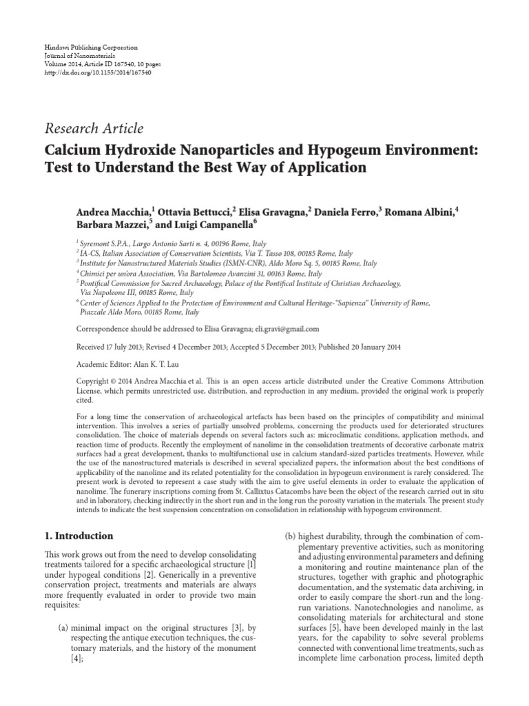 Calcium Hydroxide Nanoparticles and Hypogeum Envir | PDF | Scanning ...