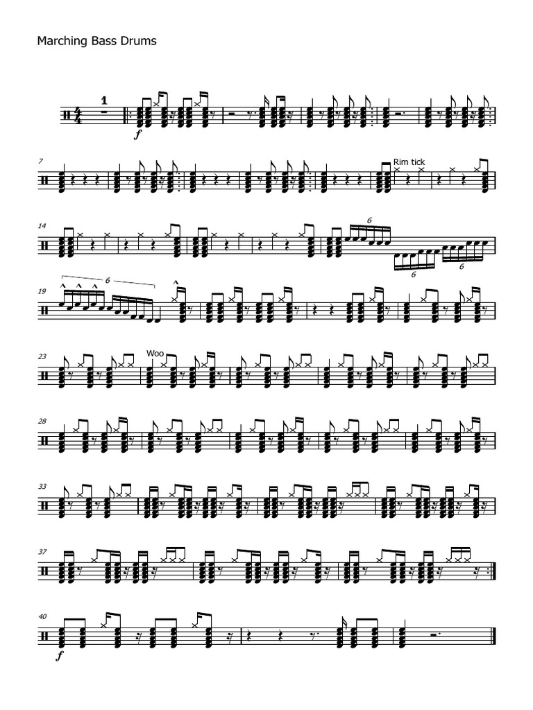 Marching Bass Drum Cadences | PDF | Drumming