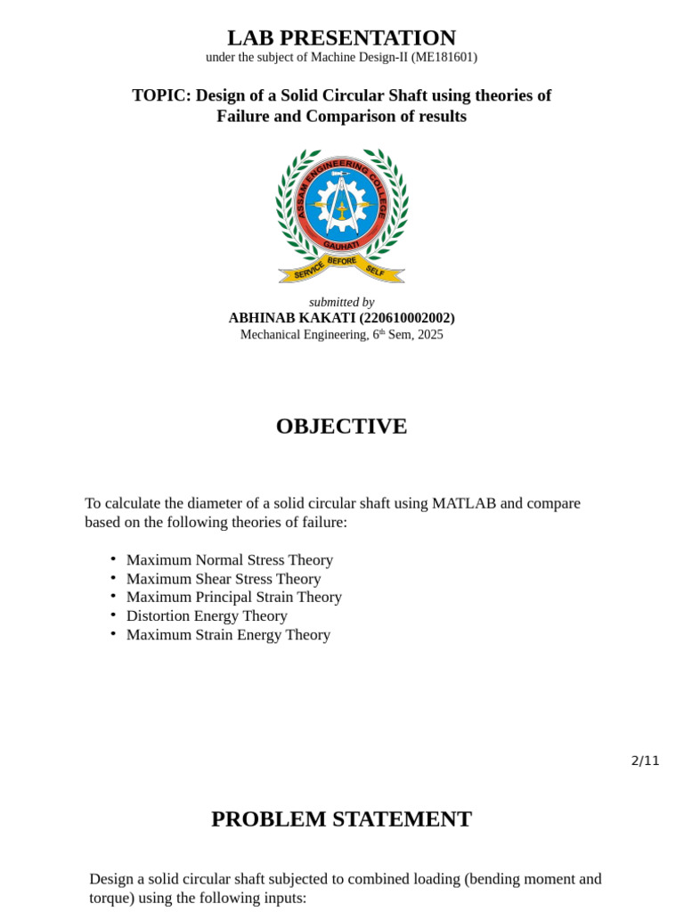 Shaft Design Using Failure Theories | PDF | Stress (Mechanics) | Bending